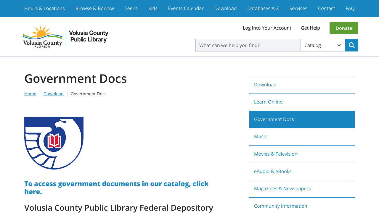 Government Docs | Volusia County Public Library