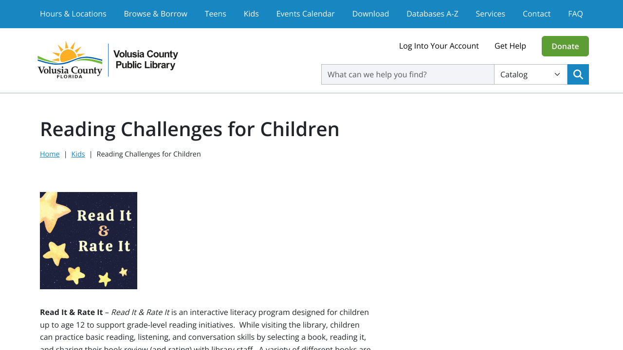 Reading Challenges for Children | Volusia County Public Library