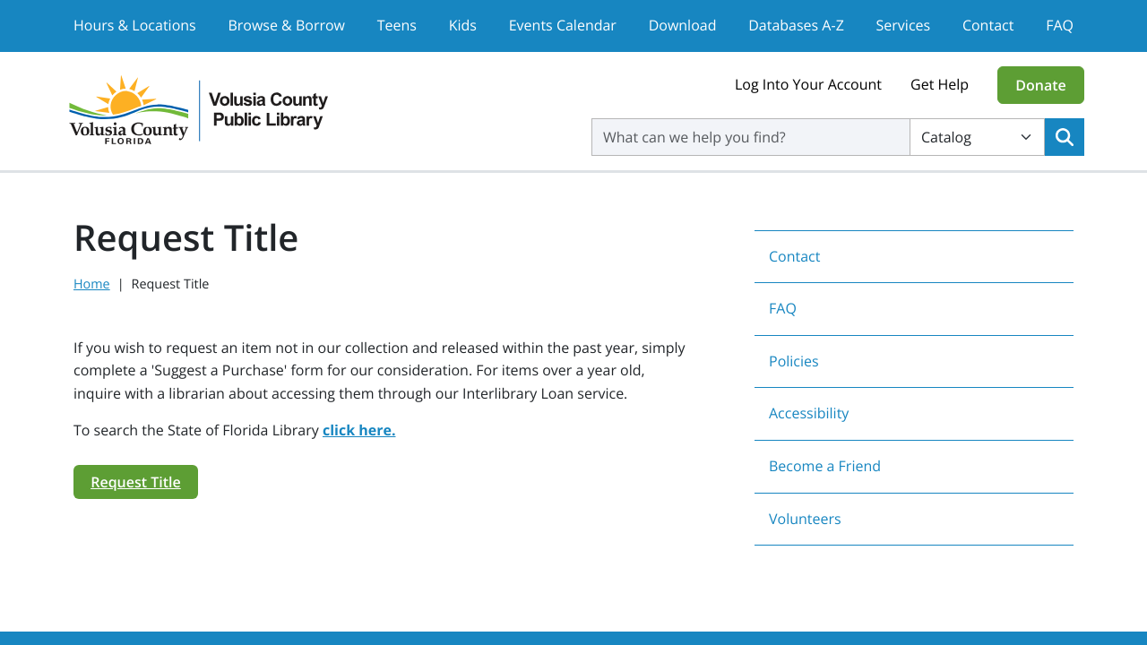 Request Title | Volusia County Public Library